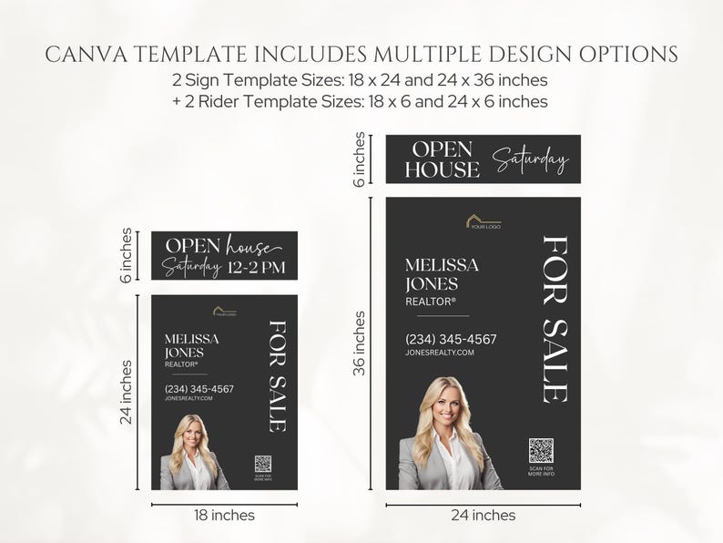 Modern Real Estate Yard Sign Template & 80 Sign Rider Designs, Editable ...