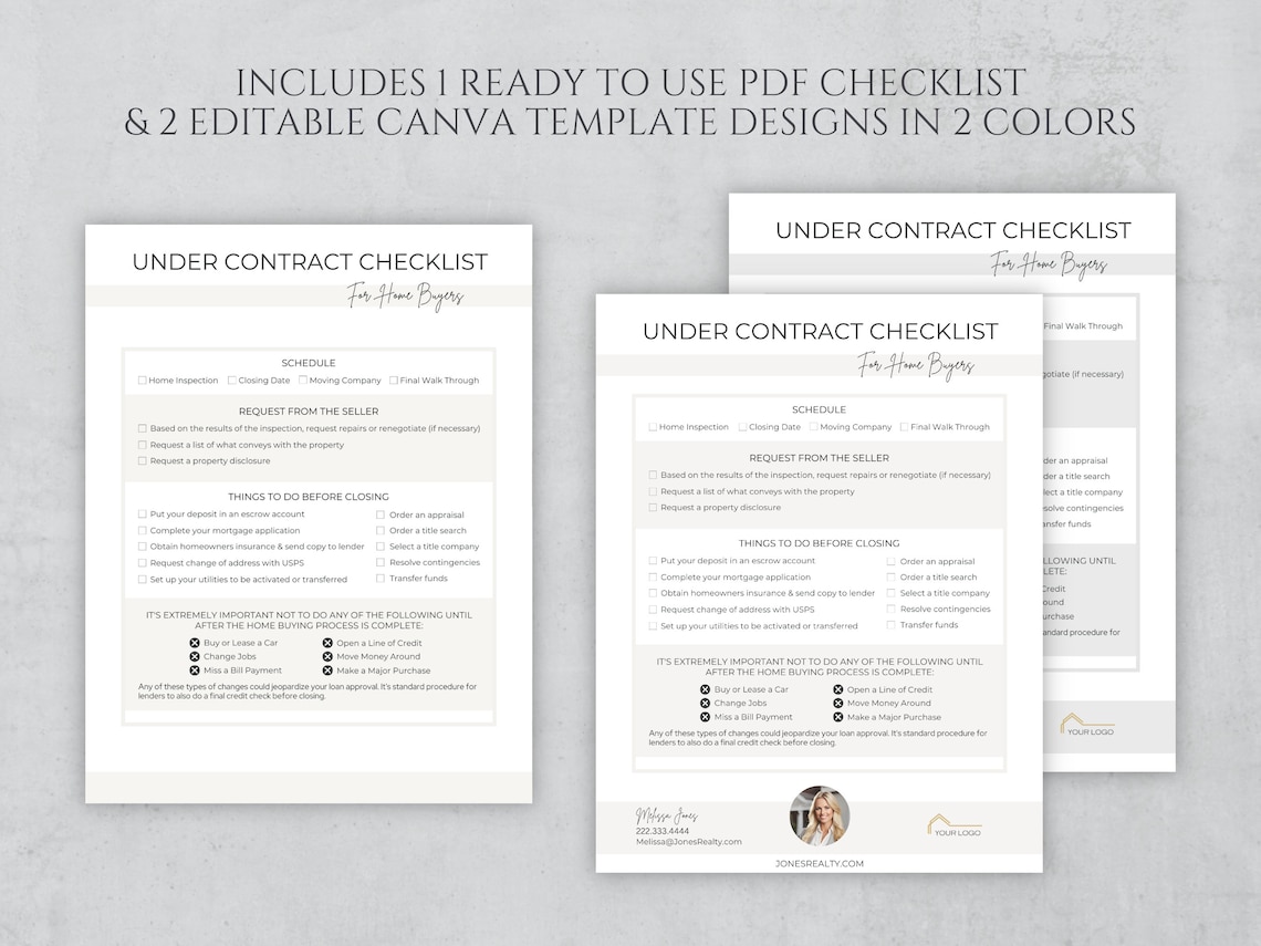 Buyer Under Contract Checklist, Contract to Close Real Estate ...