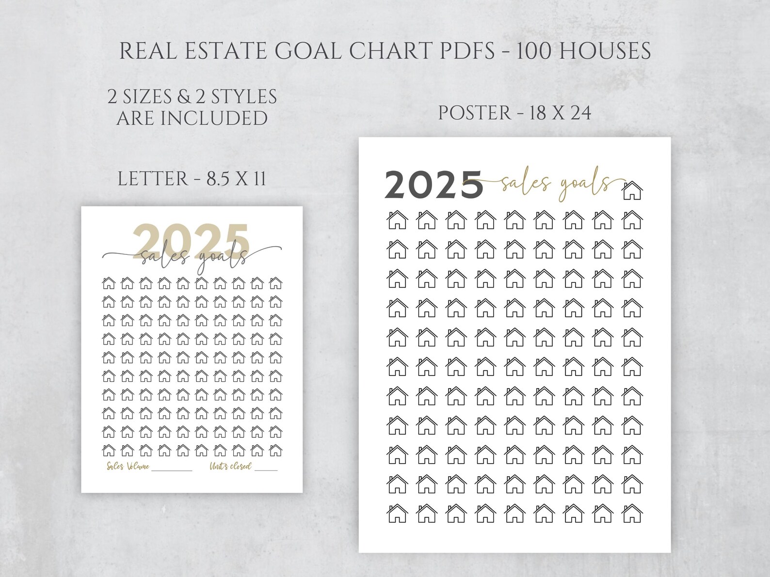 100 Houses Goal Tracker Chart, Real Estate Goal Tracker, Real Estate ...