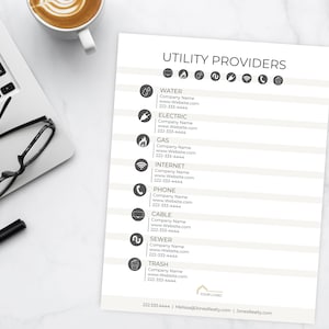 Utility Sheet, Real Estate Utilities List, Editable Utility List ...