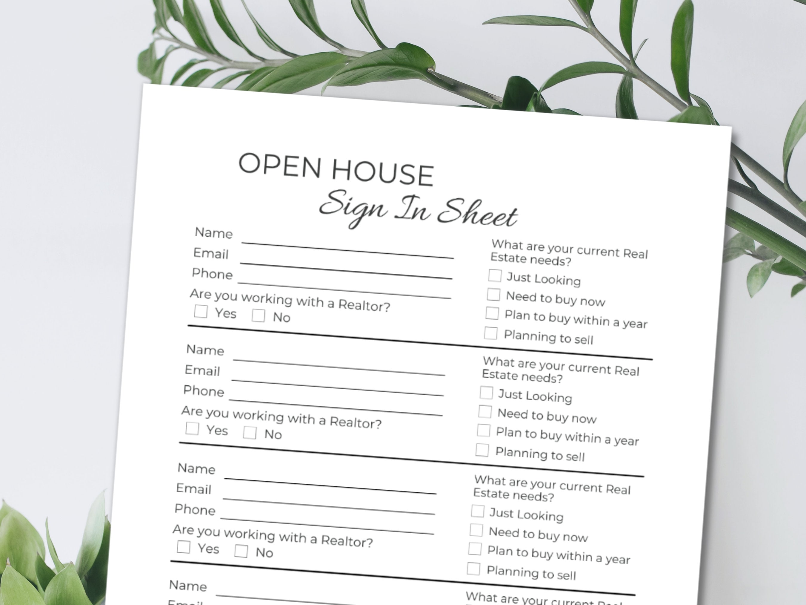 Real Estate Open House Sign in Sheet Editable Canva Template & - Etsy ...