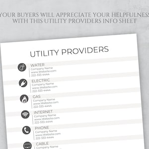 Utility Sheet, Real Estate Utilities List, Editable Utility List ...