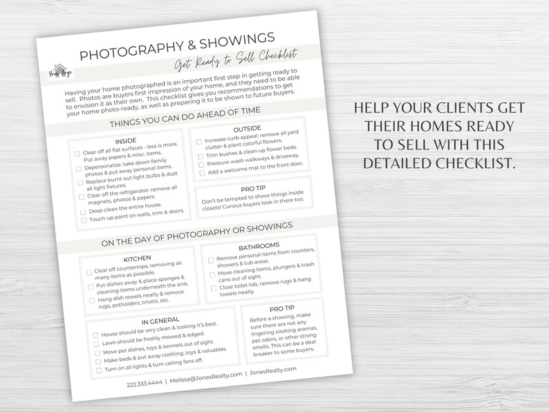 Showing Checklist Real Estate Photography Checklist Showings - Etsy