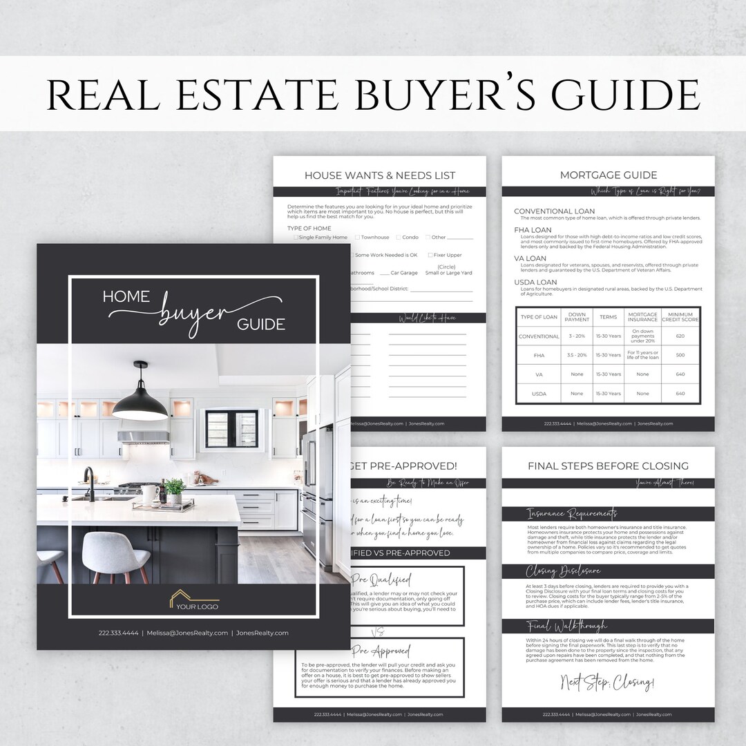 Homebuyer Guide, Realtor Presentation Buyer Guide, Real Estate Packet ...