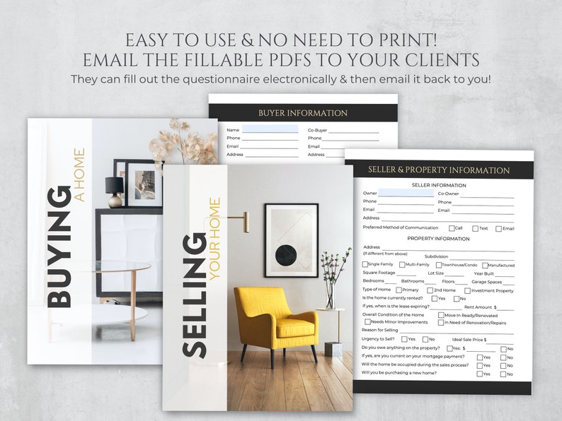 Buyer Questionnaire & Seller Questionnaire Real Estate Buyer - Etsy