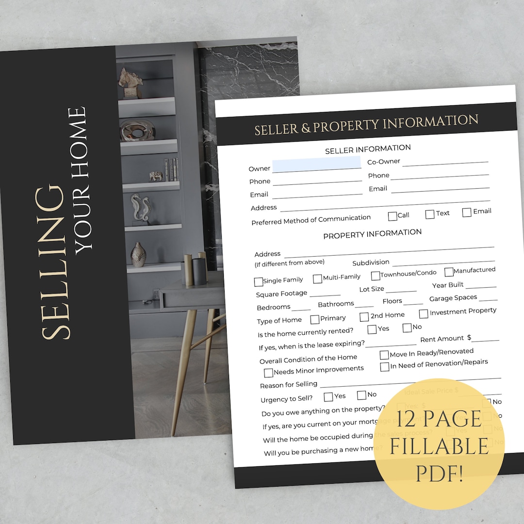 Real Estate Pre-listing Packet, Seller Questionnaire, Selling Your Home ...