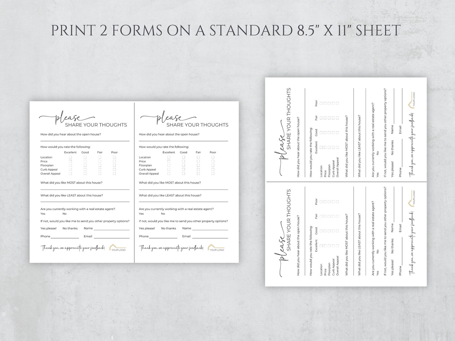 Open House Feedback Half Sheet, Realtor Feedback Form Canva, House ...