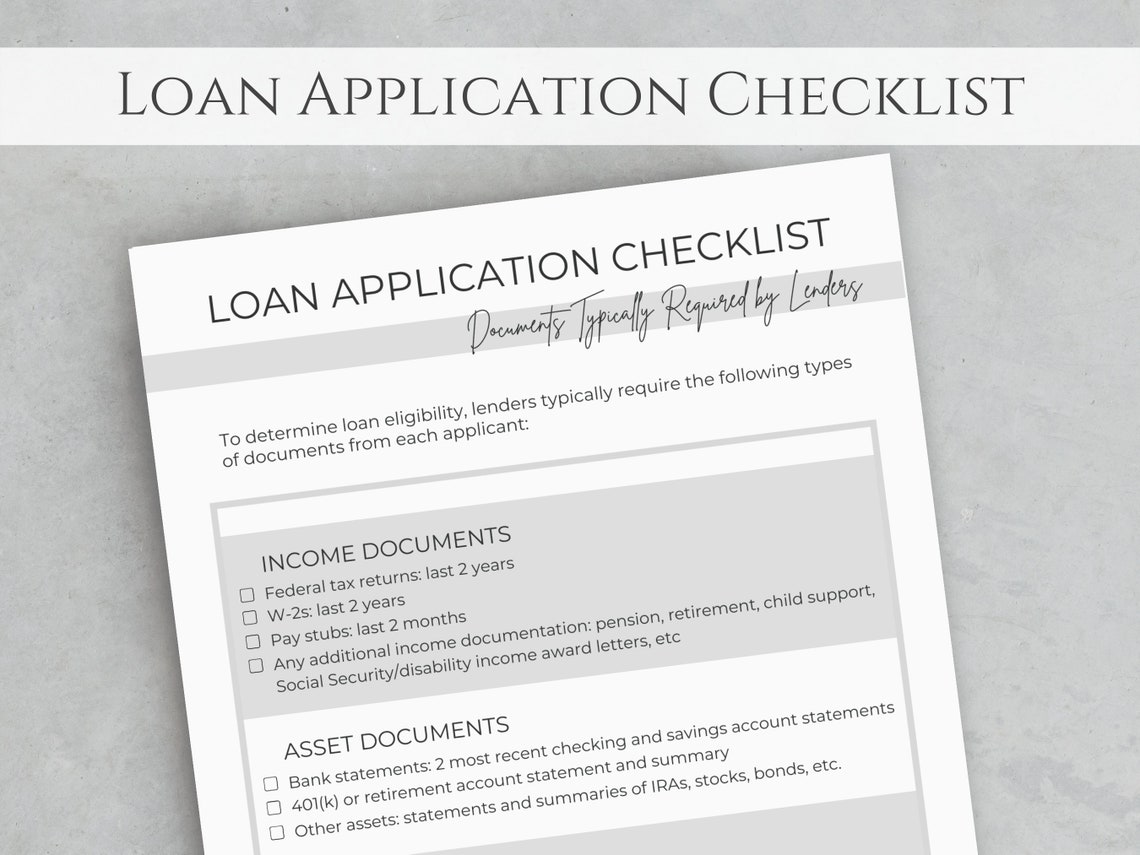 Mortgage Application Checklist Mortgage Pre-approval Real - Etsy