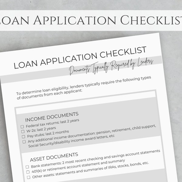 Mortgage Loan Application Checklist - Etsy