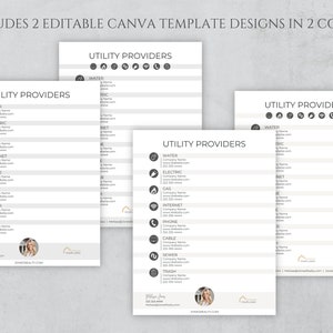Utility Sheet, Real Estate Utilities List, Editable Utility List ...