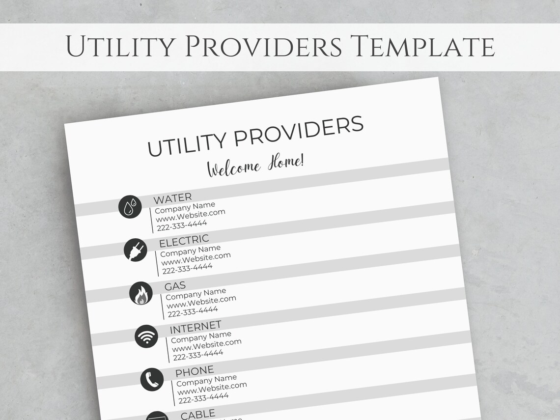 Utility Provider Template Real Estate Flyer Home Buyer Guide - Etsy