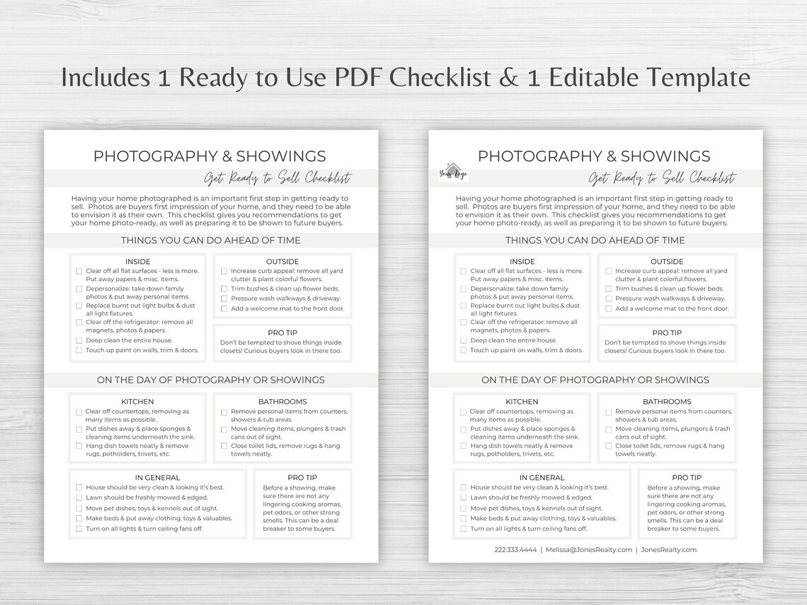 Showing Checklist Real Estate Photography Checklist Showings - Etsy