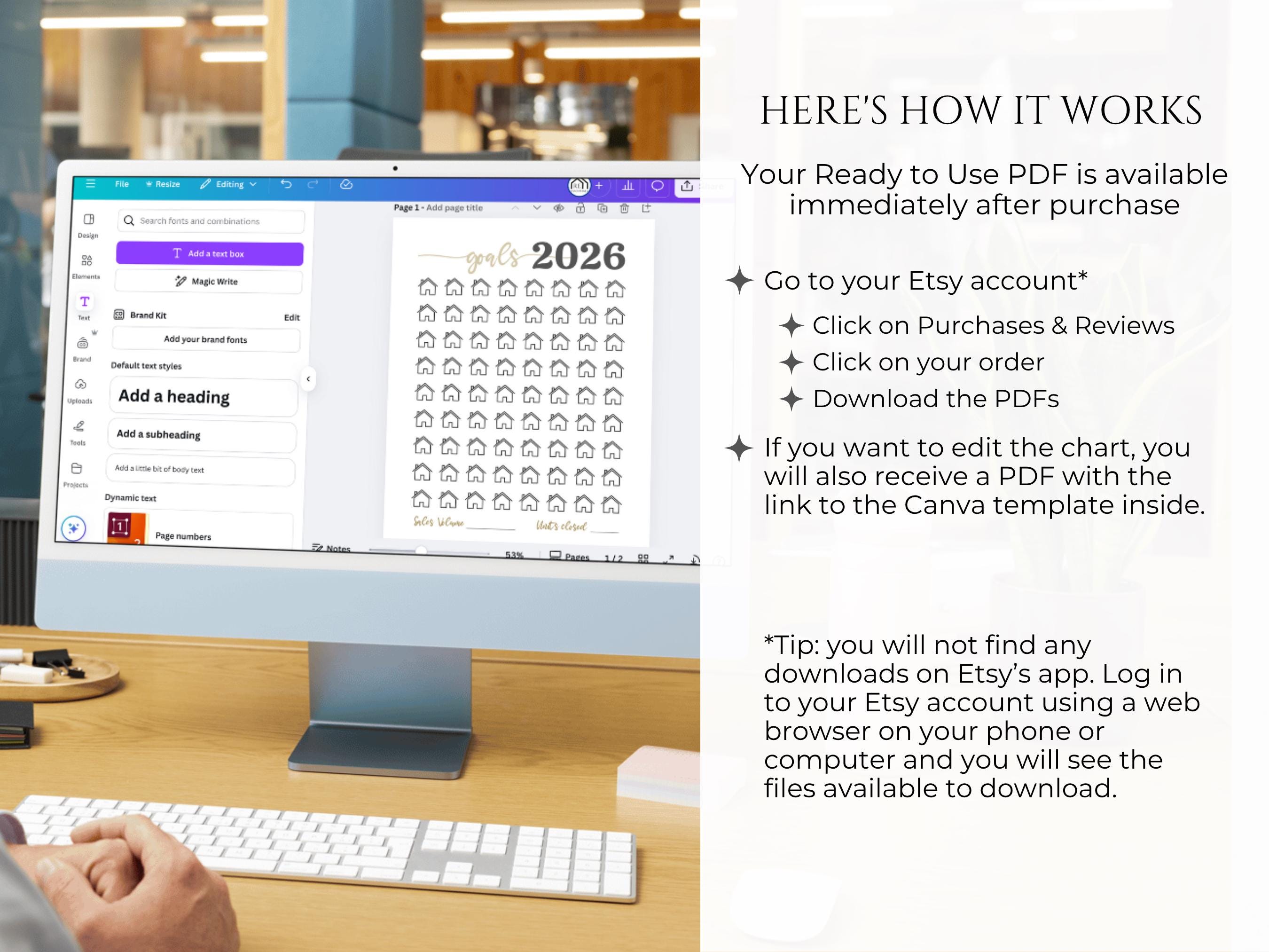 Real Estate House Goal Chart 2026, Realtor Sales Tracker, PDF & Canva ...