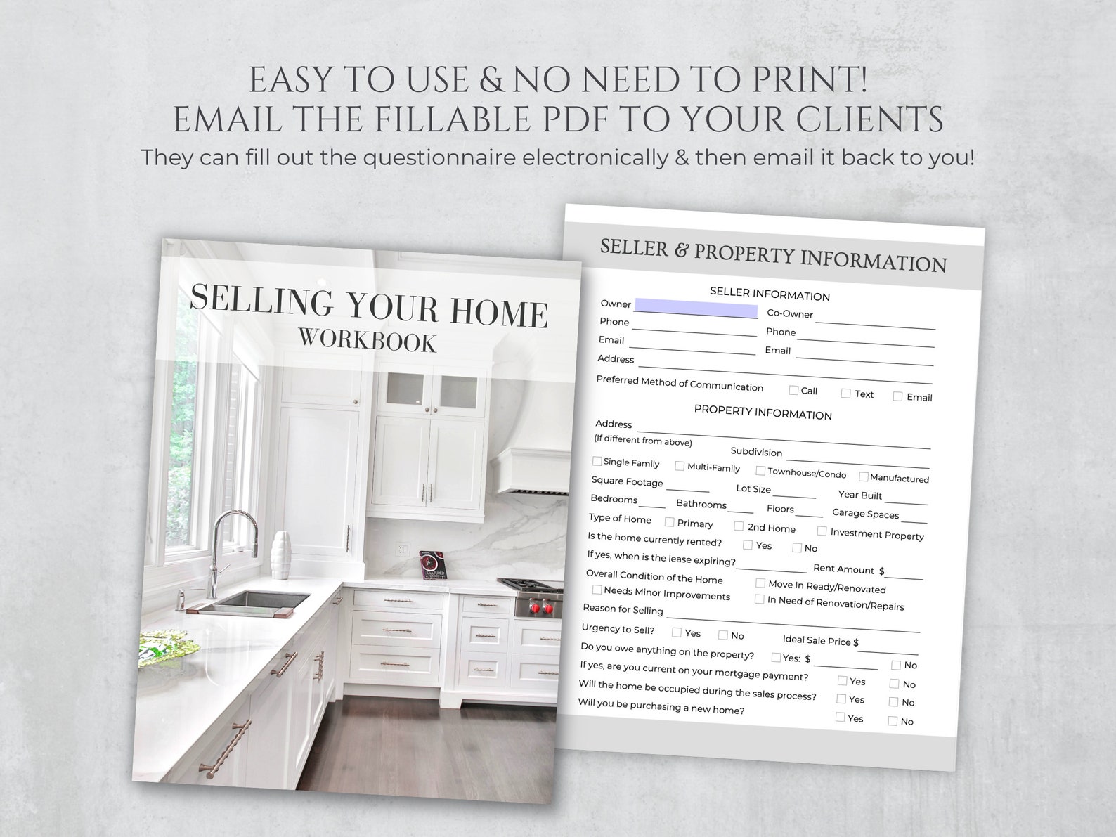 Real Estate Seller Questionnaire, Pre-listing Workbook | PDF & Editable ...