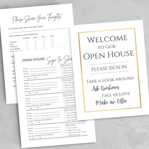 Real Estate Open House Sign in Sheet, Feedback Form & Welcome Sign 10 ...