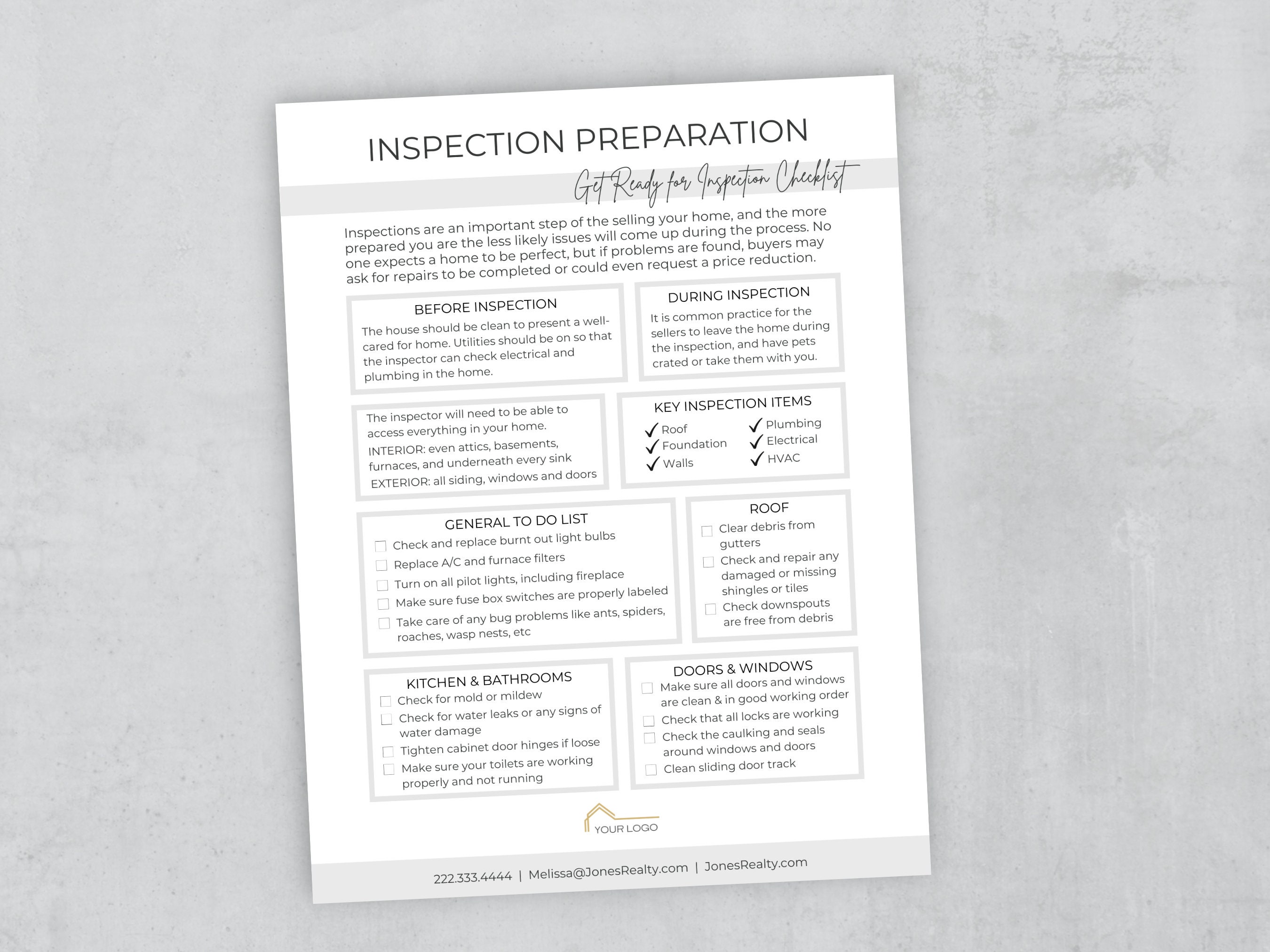 Inspection Checklist, Real Estate Seller Checklist, Home Inspection ...