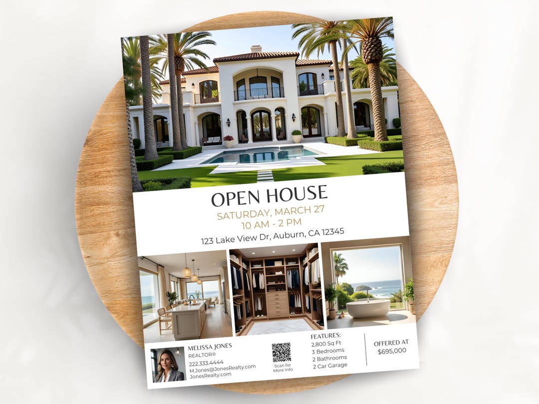 Modern Open House Flyer, Real Estate Template, Realtor Open House Canva ...