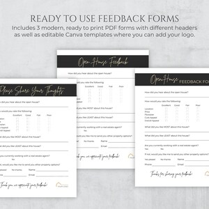 Open House Feedback Form and Sign in Sheet, Real Estate House Showings ...