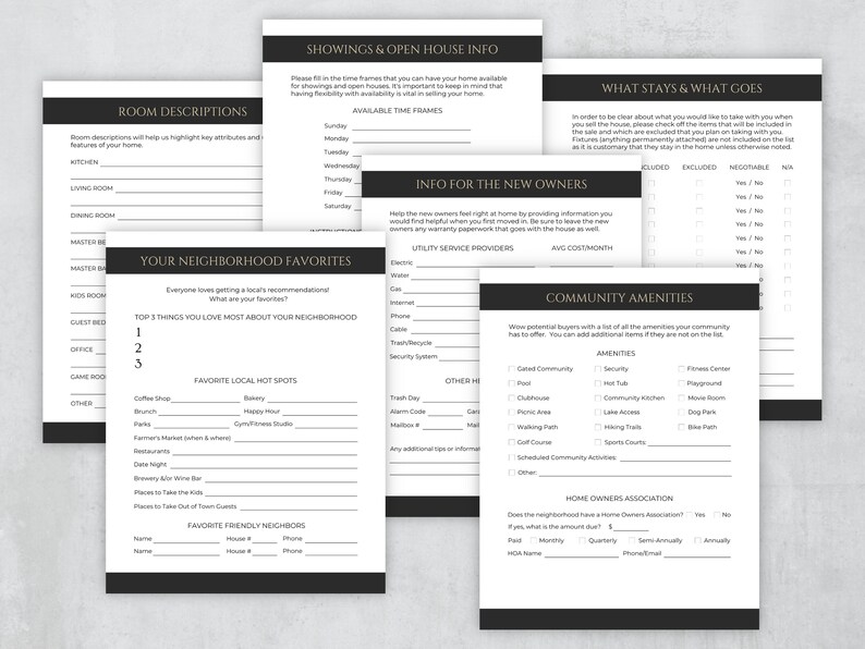 Real Estate Seller Information Sheet, Listing Packet, Seller’s Property ...