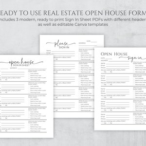 Real Estate Open House Sign-in Sheet: Modern Realtor Forms (editable ...