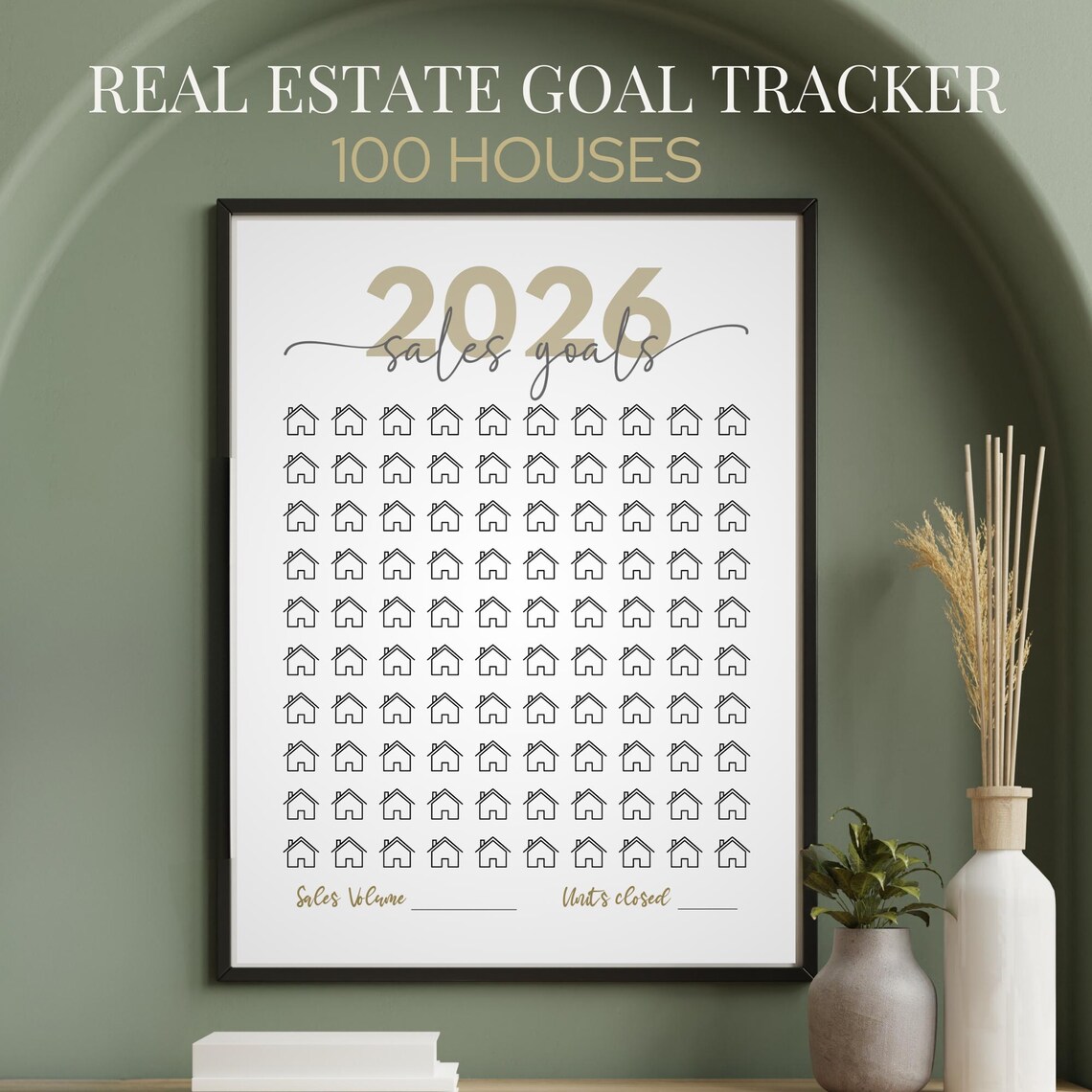 100 Houses Goal Chart, Real Estate Goals 2026, Realtor Sales Tracker ...