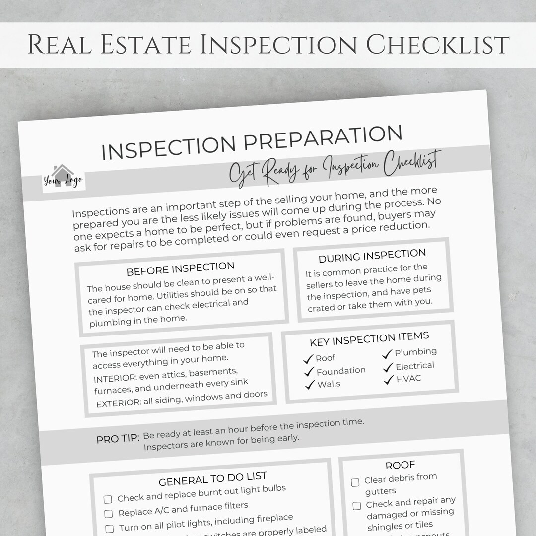 Real Estate Seller Checklist, Inspection Prep, Home Inspection ...