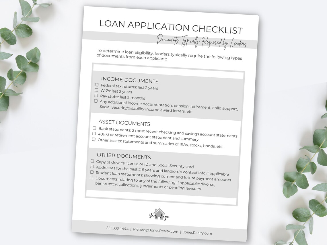 Mortgage Application Checklist Mortgage Pre-Approval Real | Etsy