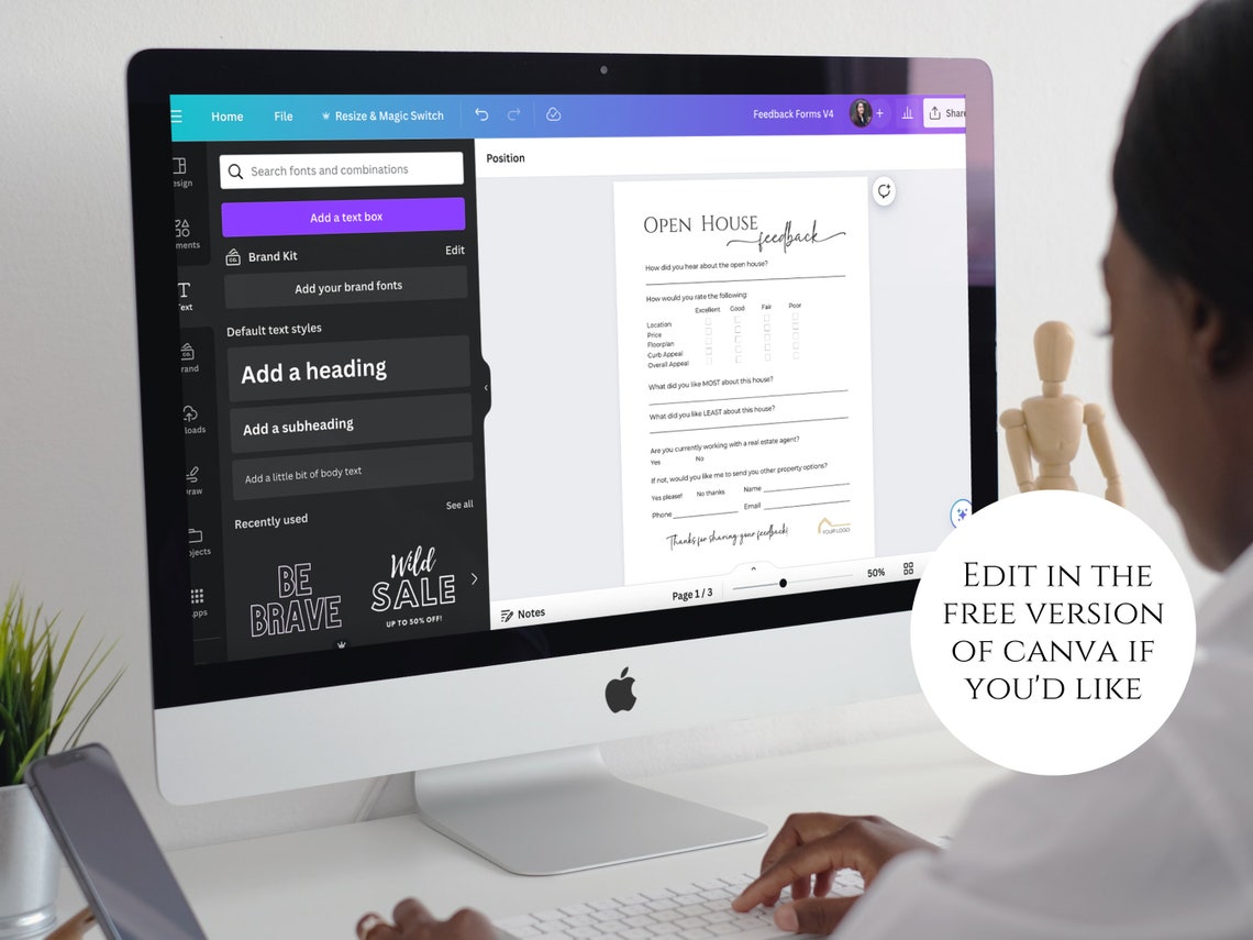 Open House Feedback Form & Sign in Sheet Pdfs and Editable Canva ...