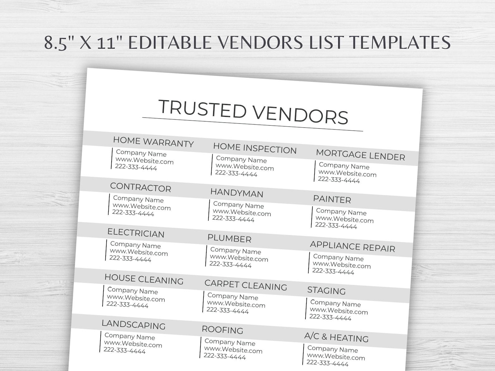 Real Estate Trusted Vendor List, Realtor Marketing Canva Template - Etsy