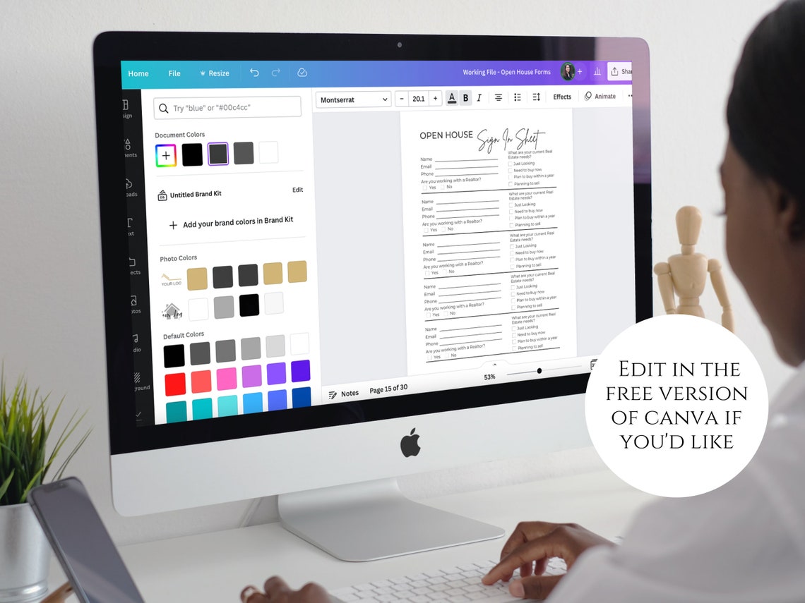 Open House Sign in Sheet Editable Canva Template & Pdfs Real - Etsy