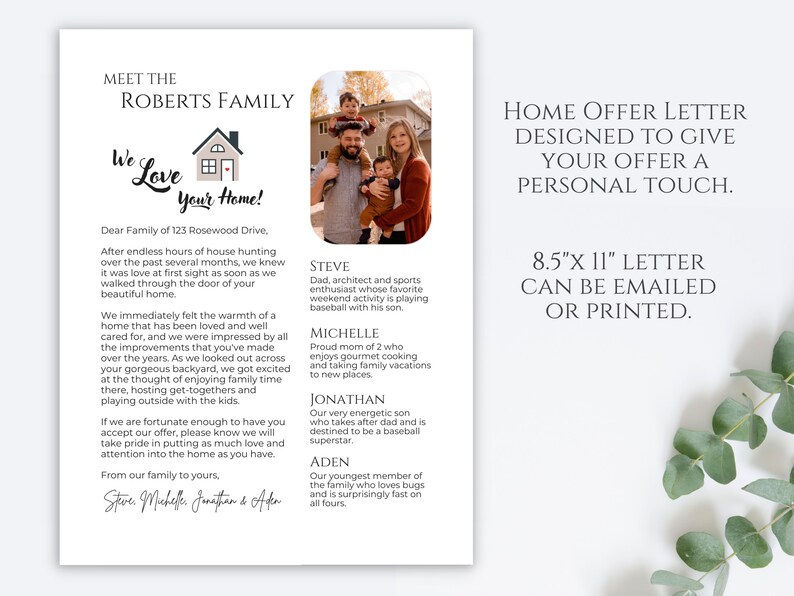 Real Estate Letter to Seller Template Home Offer Letter Home - Etsy
