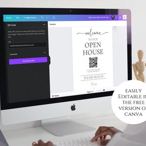 Open House Sign With QR Code, Real Estate QR Sign Template, Realtor QR ...