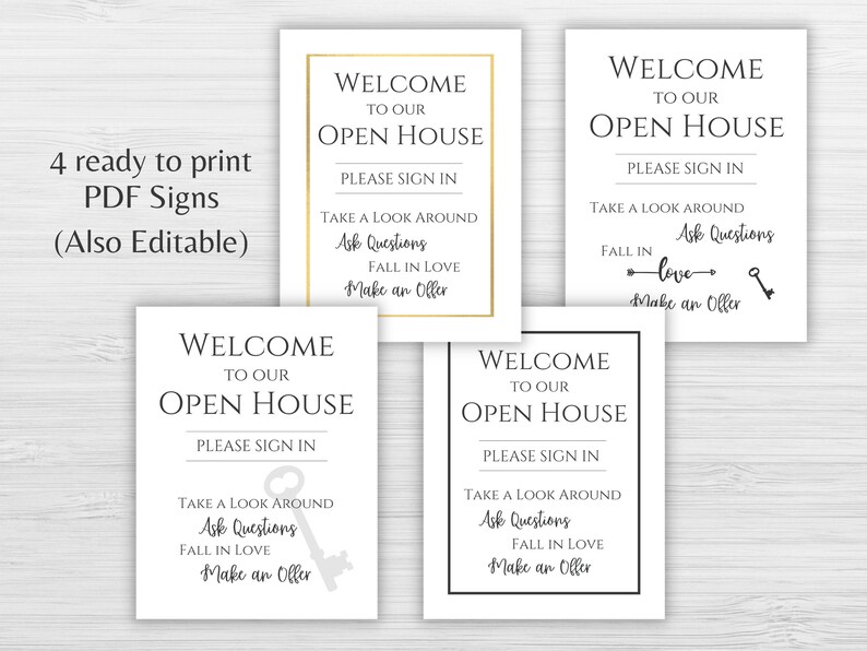 Open House Sign in Sheet Pdfs Feedback Forms Welcome Signs - Etsy