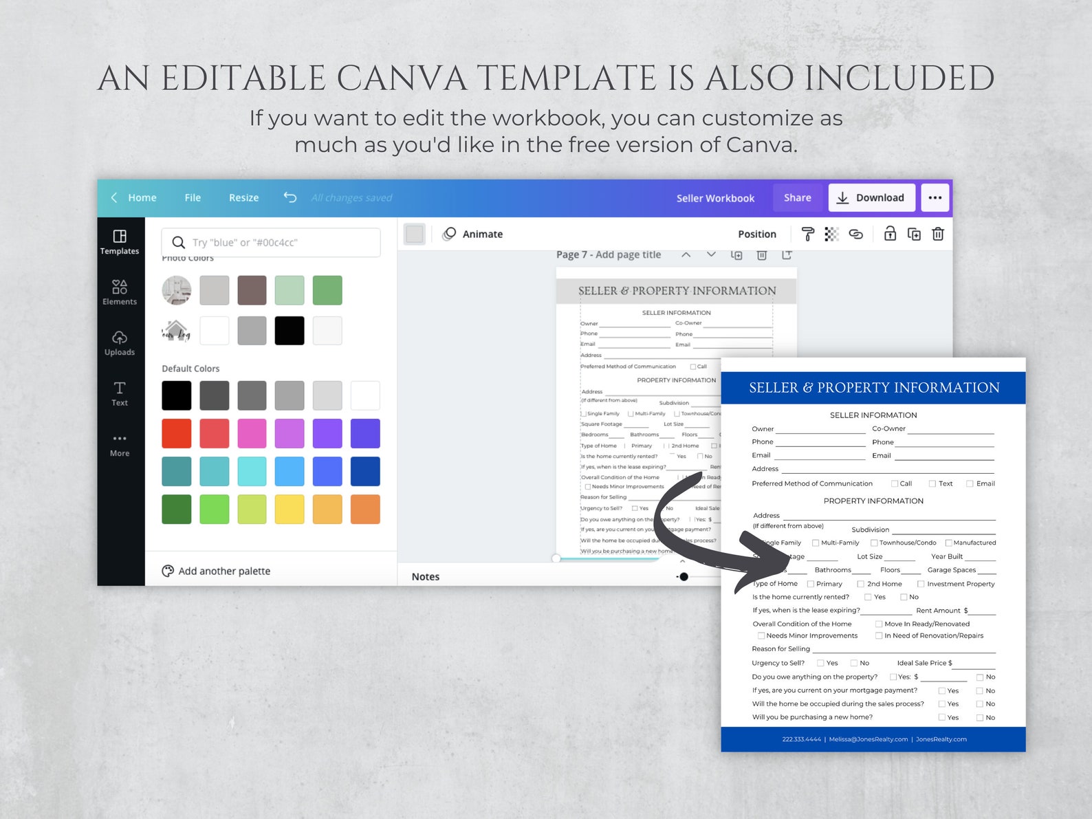 Real Estate Seller Questionnaire, Pre-listing Workbook | PDF & Editable ...