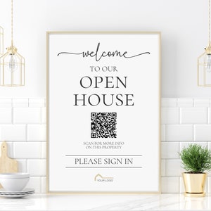Open House Sign With QR Code, Real Estate QR Sign Template, Realtor QR ...