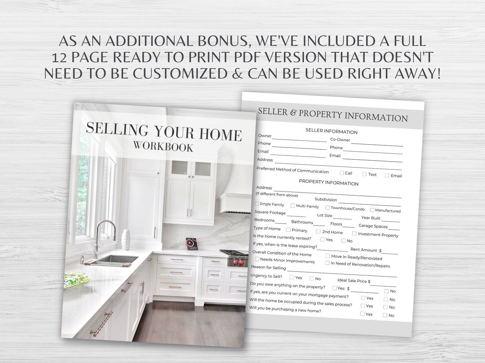 Real Estate Seller Questionnaire Pre-listing Workbook PDF & | Etsy