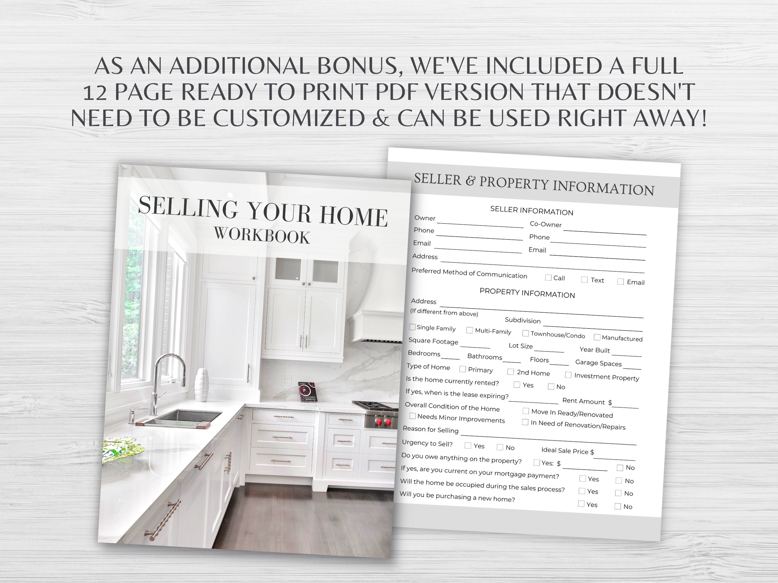 Real Estate Seller Questionnaire Pre-Listing Workbook PDF & | Etsy