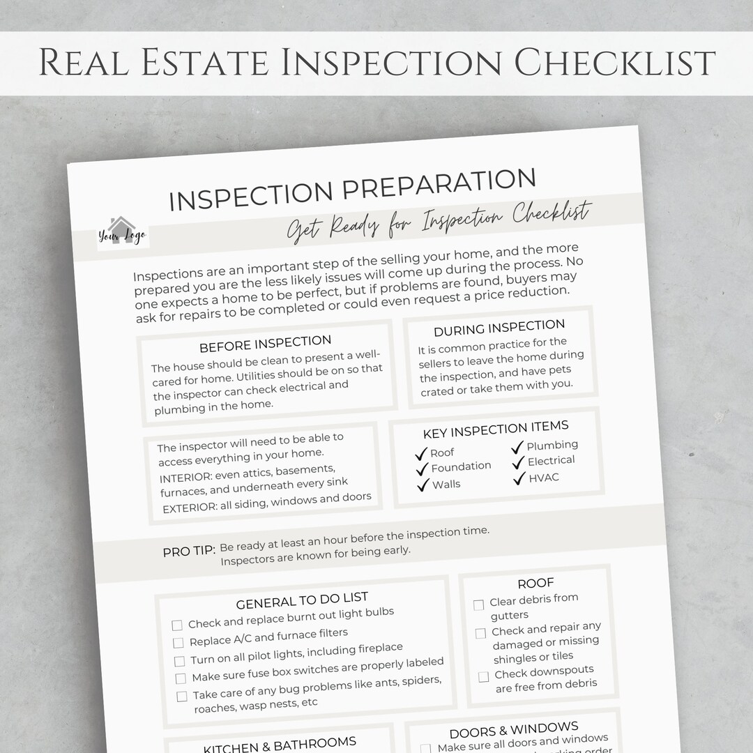 Inspection Checklist, Home Inspection Preparation Checklist, Help ...