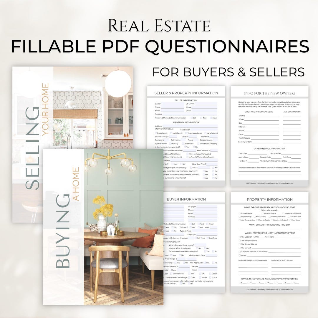 Client Questionnaire Real Estate, Buyer & Seller Questionnaire, Buying ...
