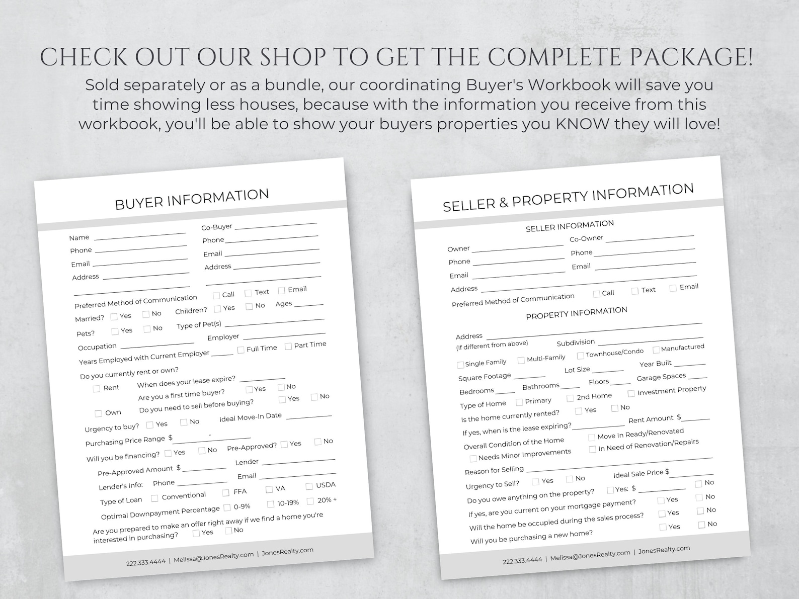 Real Estate Listing Packet, Seller Questionnaire, Seller Information ...