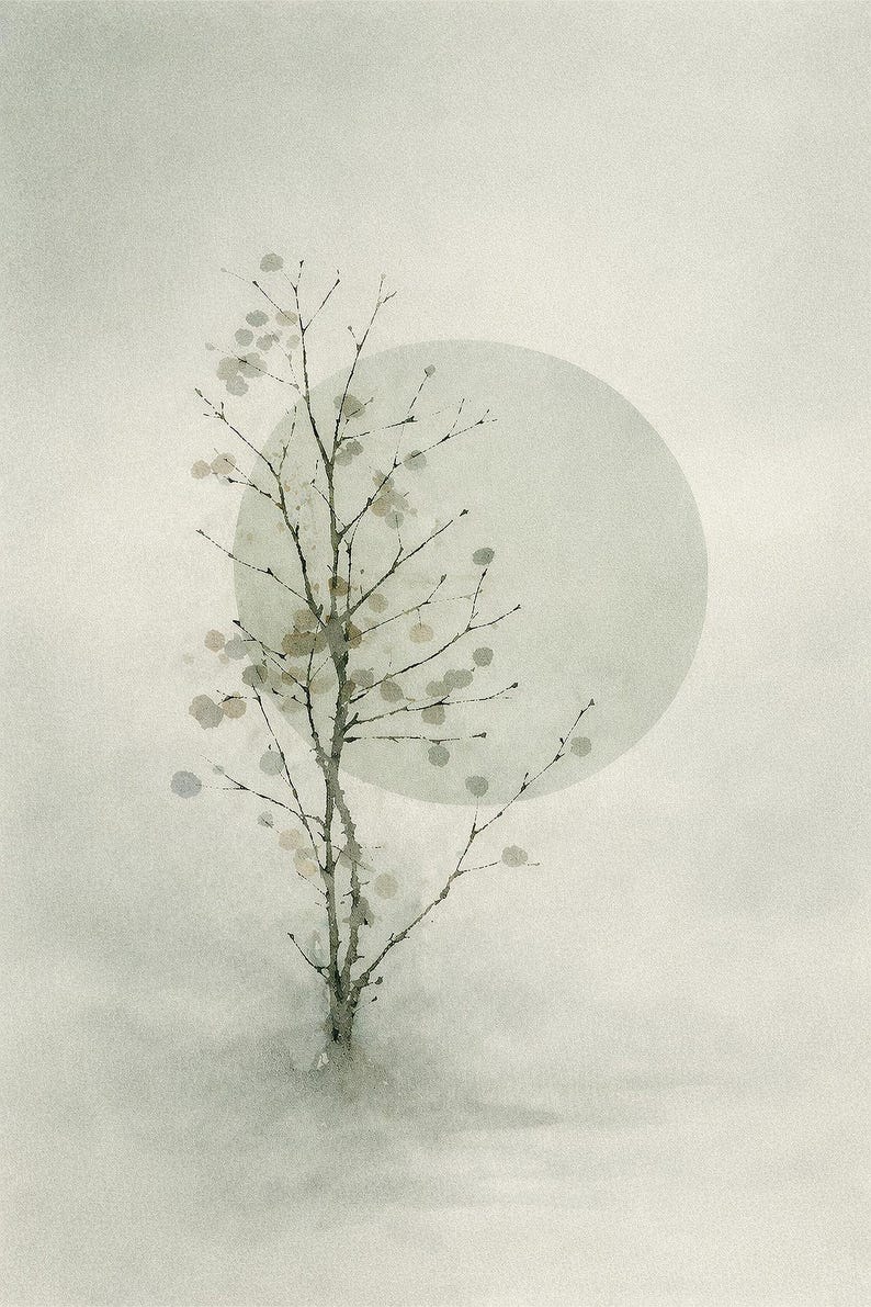 Zen Minimalist Tree Wall Art Japandi Sage Watercolor Printable Calm ...