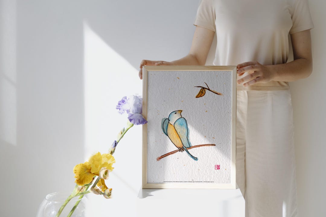 Blue Bird & Withered Leaf - Etsy