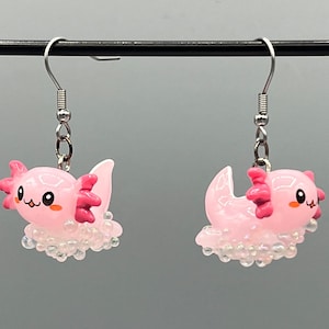 Happy Little Axolotl Figurine Earrings - Etsy