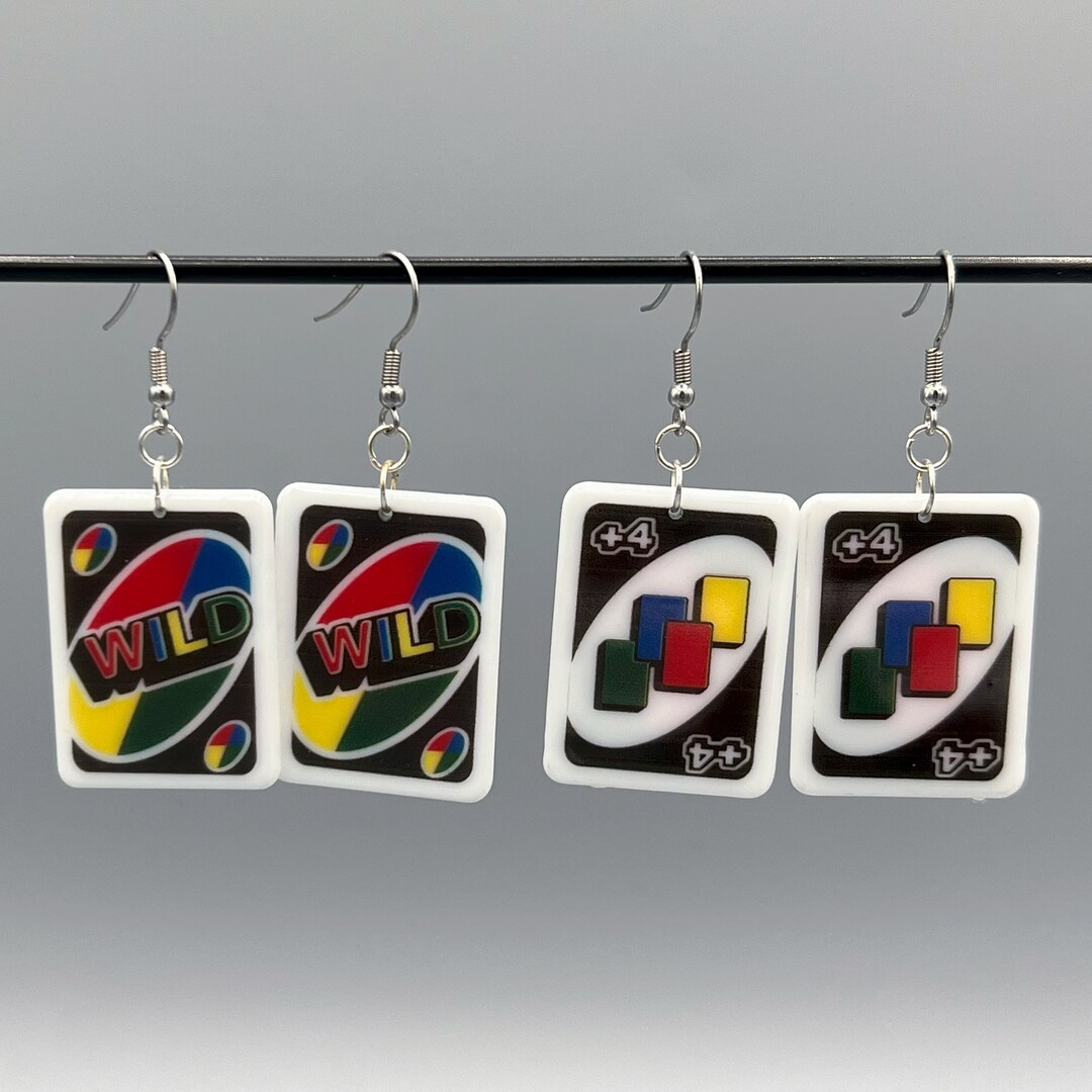 Mini Uno Wild / Draw 4 Card Earrings - Etsy