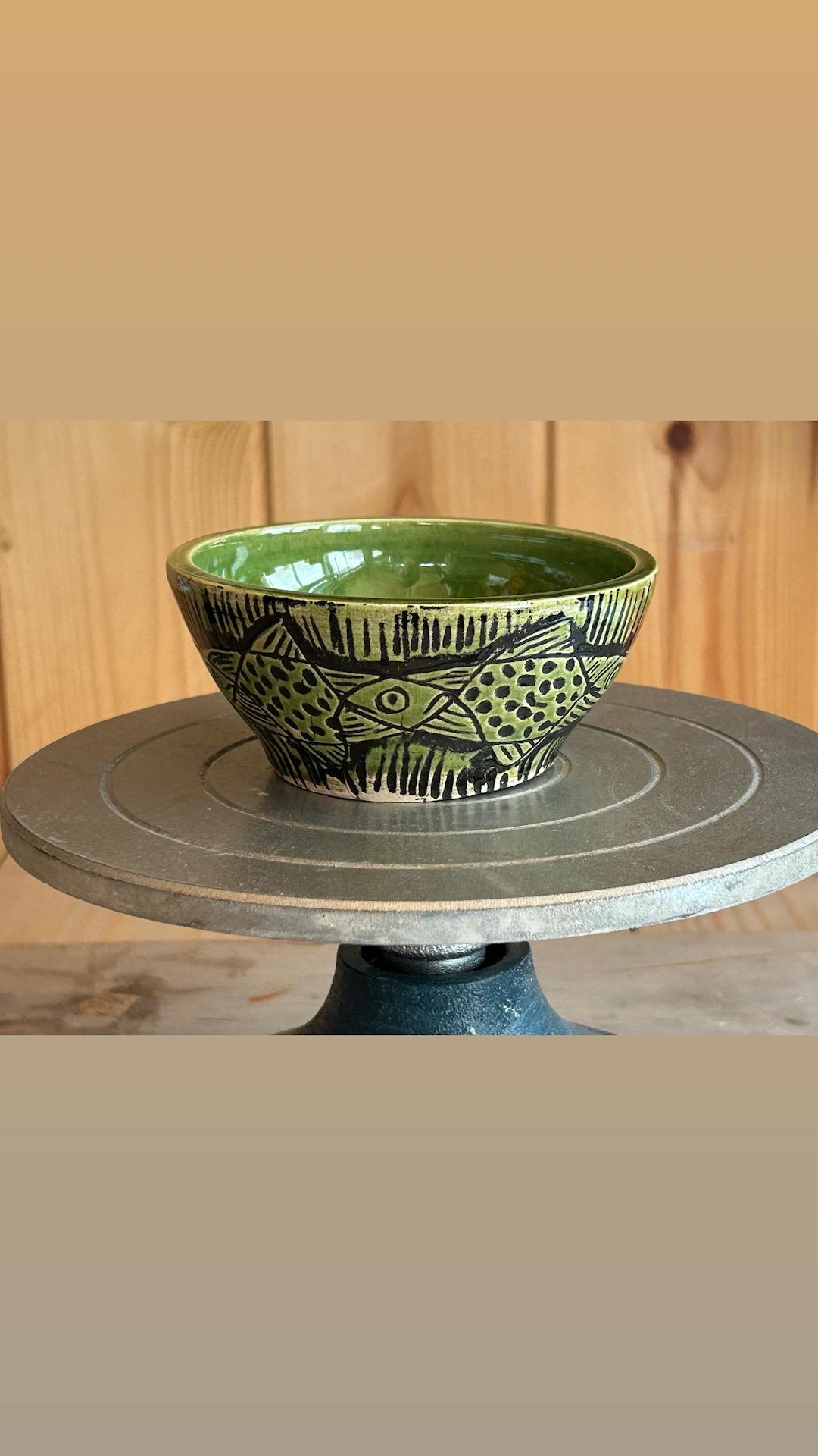 Green Ceramic Beaker With Hand-drawn Illustration of an Interlocking ...