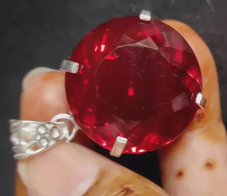 A+++ Certified 55.55 Ct Natural Flawless Red Painite 925 Solid Silver ...