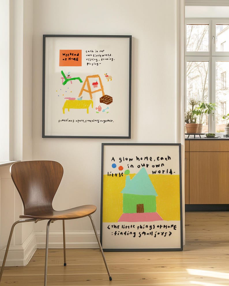Cozy Printable Gallery Wall Set of 4 – Hand-drawn Home Art, Digital ...