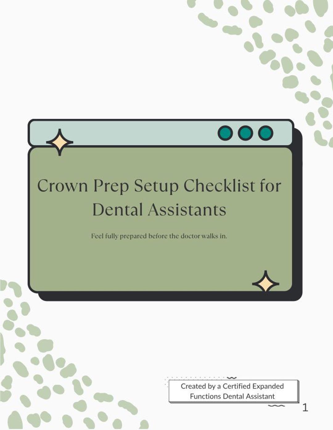 Dental Assistant Crown Prep Checklist | Tray Setup Guide (PDF Download ...