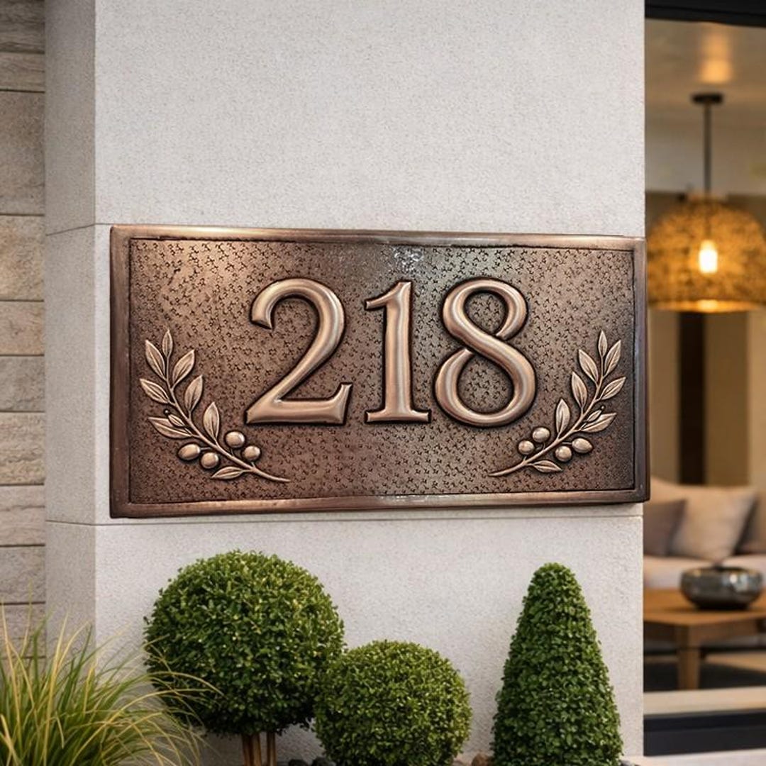 Handmade Copper House Number Plaque – Custom Metal Sign | Exterior Door ...