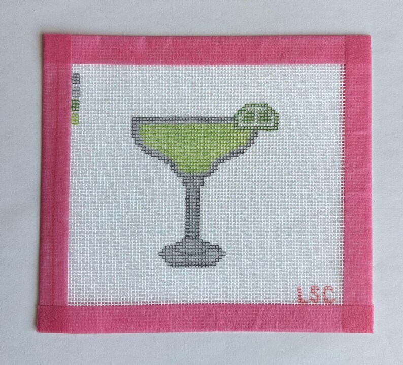 Margarita Needlepoint Canvas – 18 Mesh – Cocktail Design – Hand Painted ...